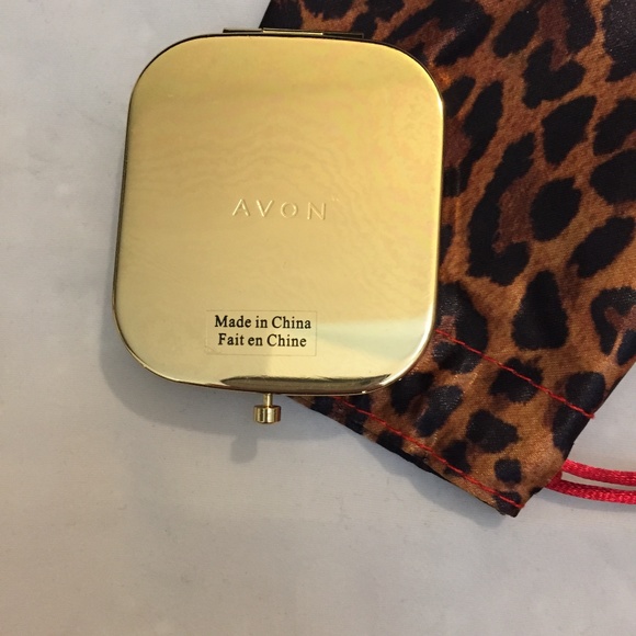 Avon | Accessories | Avon Leopard Print Compact With Carrying Pouch ...